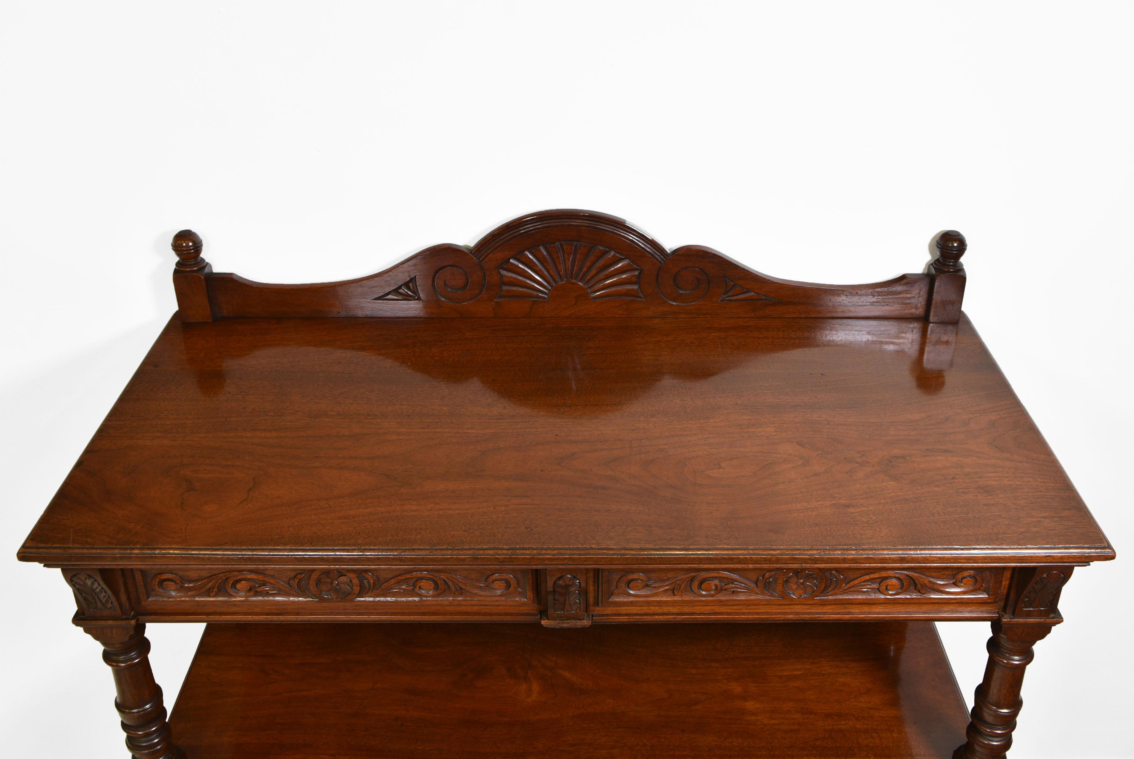 Antique Edwardian Walnut Buffet Server Table with Two Drawers at 1stDibs