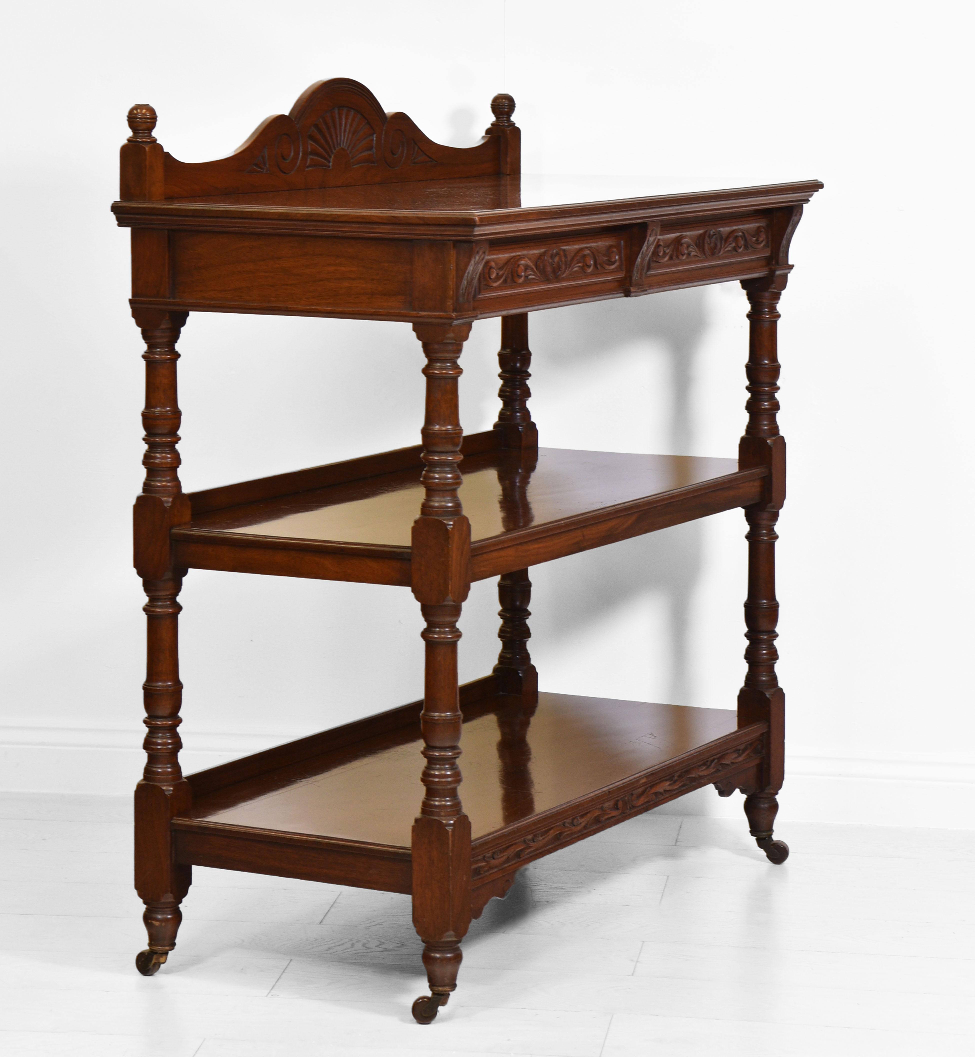 Antique Edwardian Walnut Buffet Server Table with Two Drawers at 1stDibs