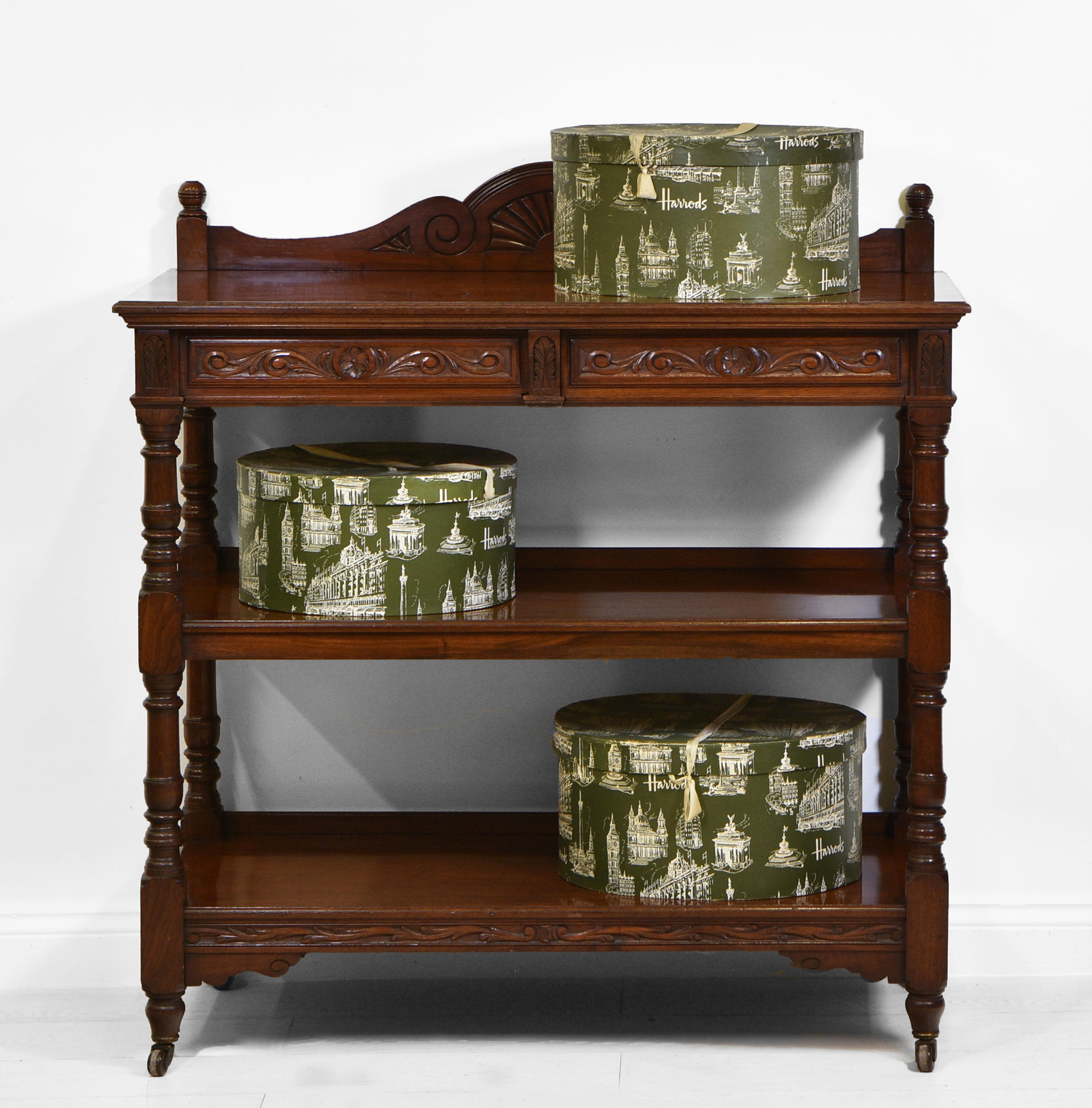 Antique Edwardian Walnut Buffet Server Table with Two Drawers at 1stDibs