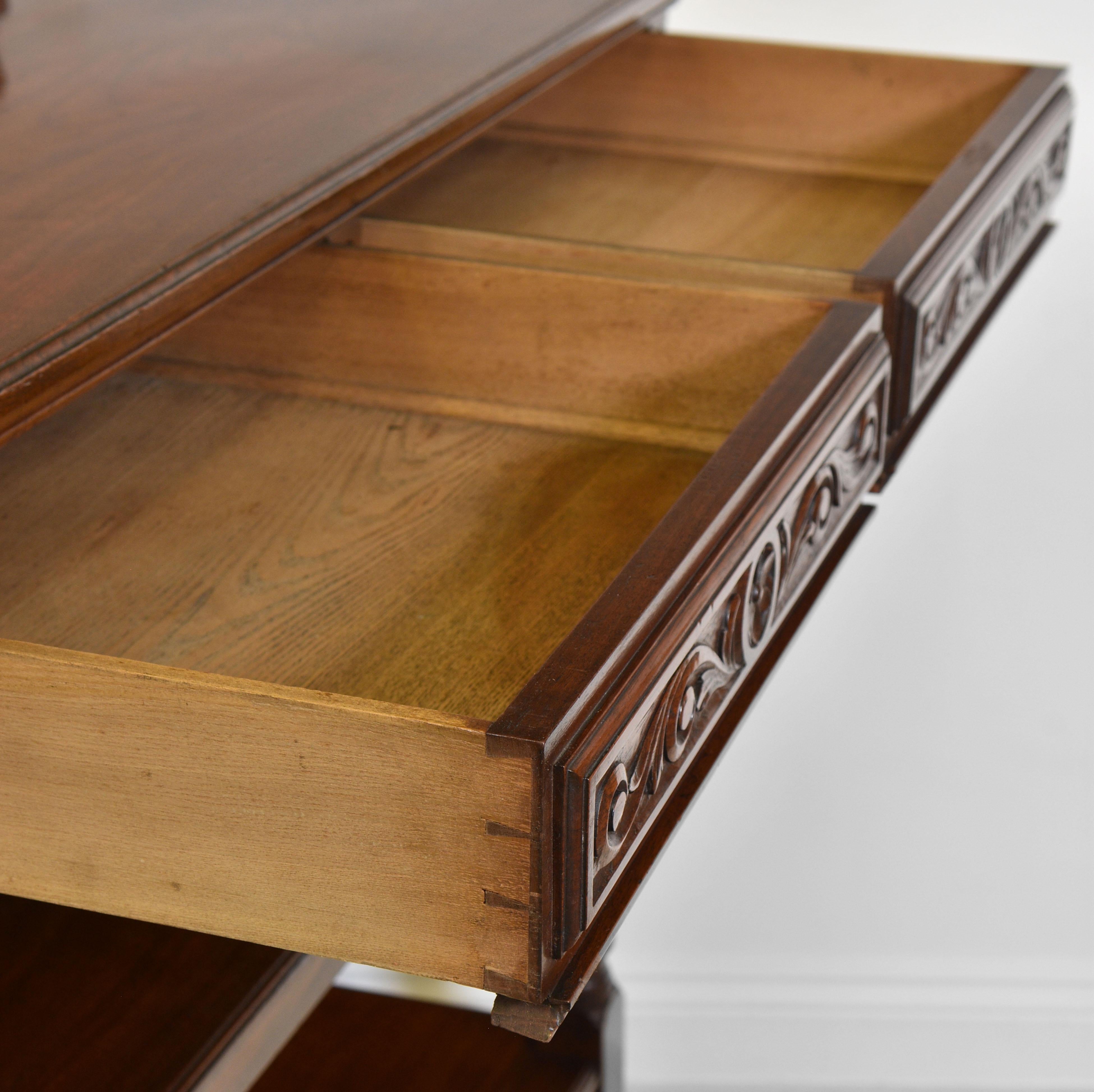 Antique Edwardian Walnut Buffet Server Table with Two Drawers at 1stDibs