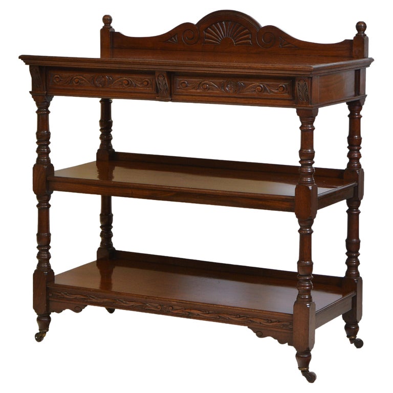 Antique Edwardian Walnut Buffet Server Table with Two Drawers For Sale ...