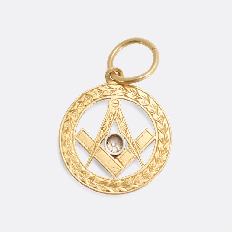 Antique Edwardian White Diamond Masonic Gold Medallion at 1stDibs ...