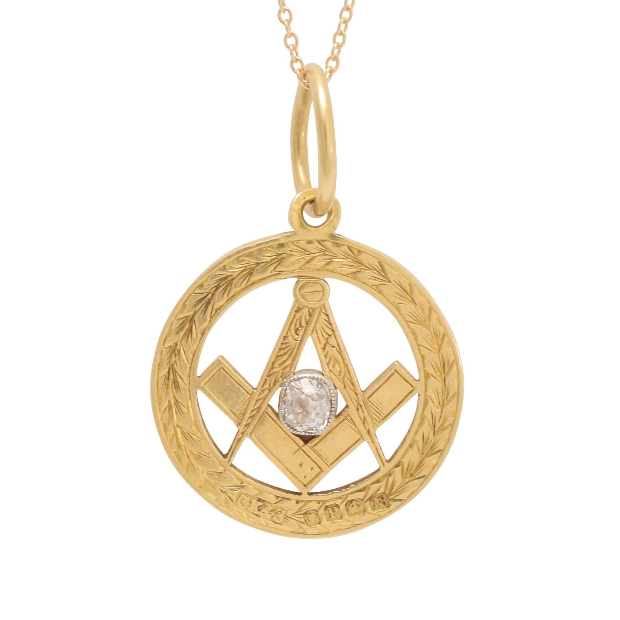 Antique Edwardian White Diamond Masonic Gold Medallion at 1stDibs ...