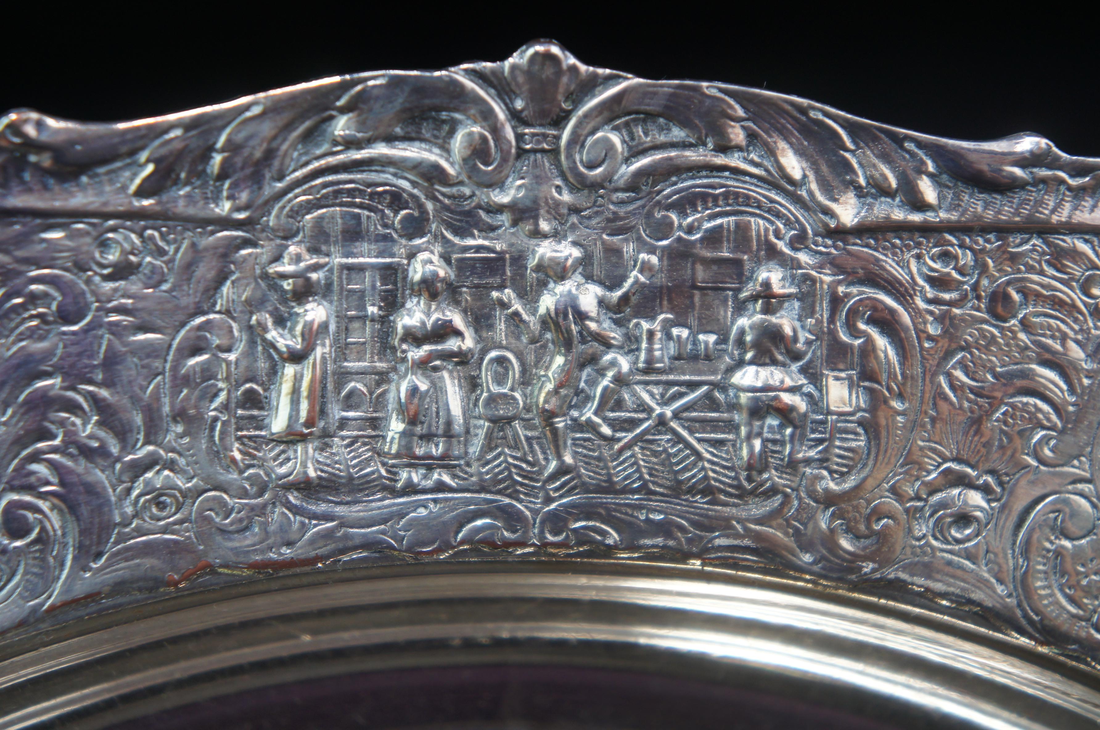 Antique E.G. Webster and Son Silverplate Dutch Repousse Platter Tray ...