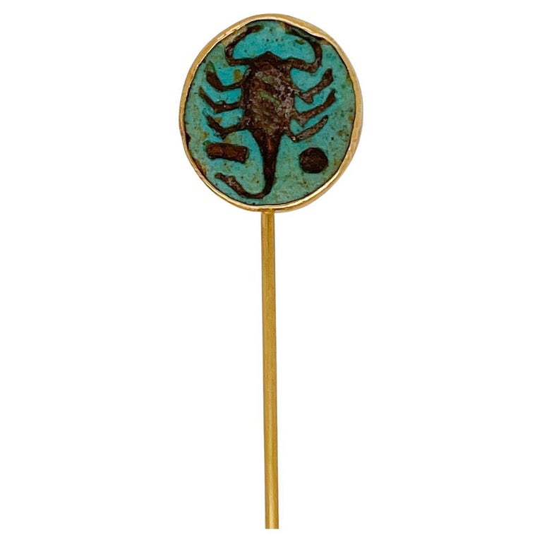 Antique Egyptian Revival 14K Gold and Faience Scorpion Stick Pin For ...
