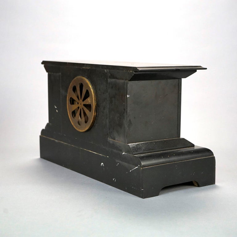 Antique Egyptian Revival 3-Piece Slate and Marble Open Escapement Clock ...