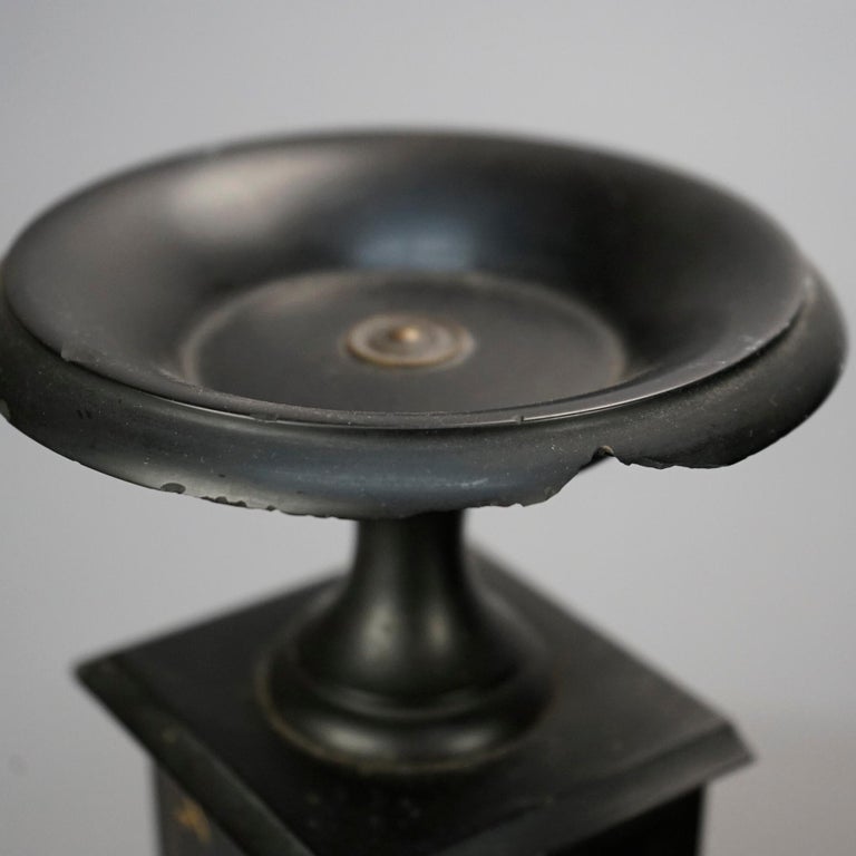 Antique Egyptian Revival 3-Piece Slate and Marble Open Escapement Clock ...