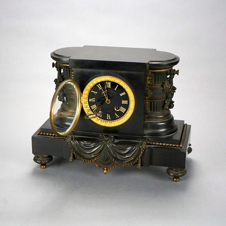 Antique Egyptian Revival Slate Mantle Clock, Bigelow Kennard Boston ...