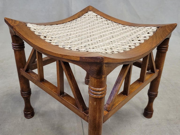 Antique Egyptian Revival Thebes Stools with Woven Cord Seats by Liberty ...