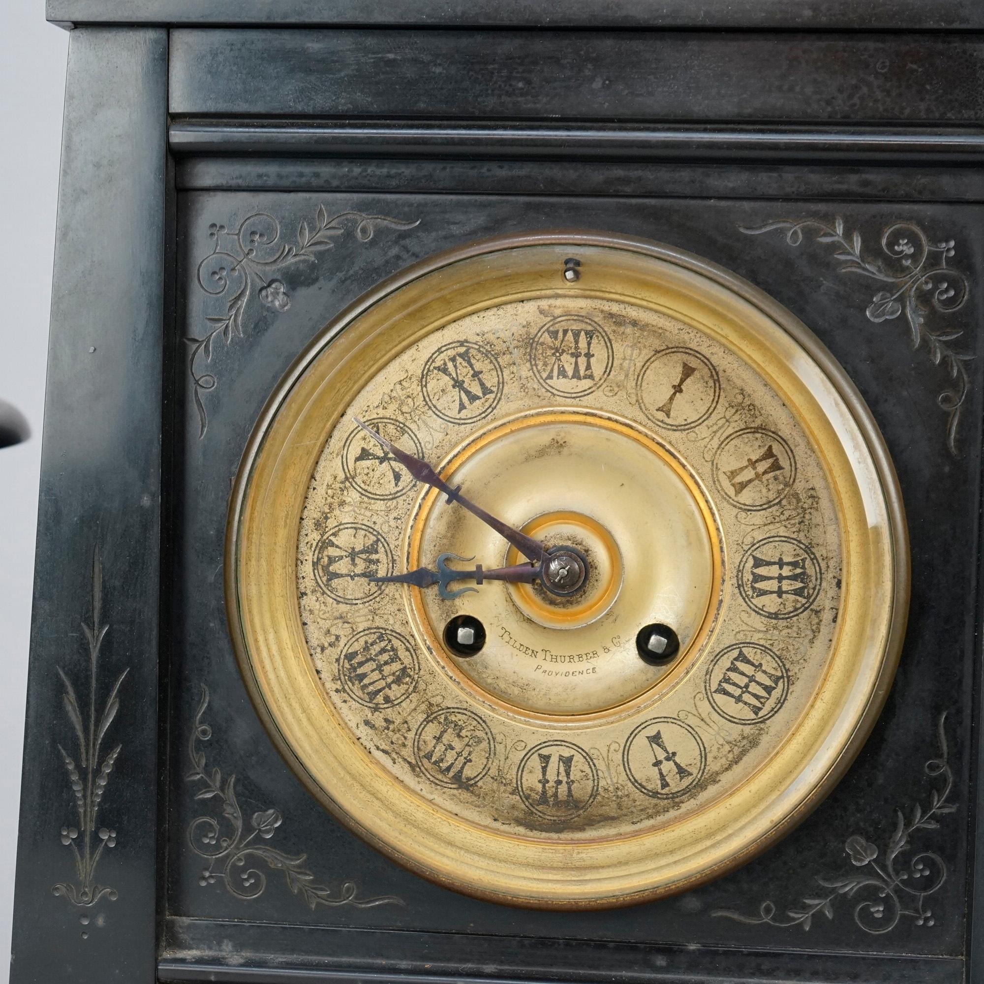 Antique Egyptian Revival Three-Piece Tilden Thurber Slate Clock Set ...