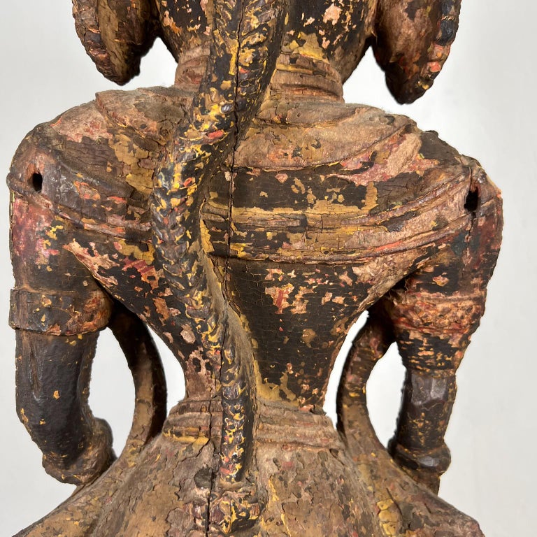Antique Elaborate Hand Carved Indian Hindu Doll Sculpture in Wood For ...