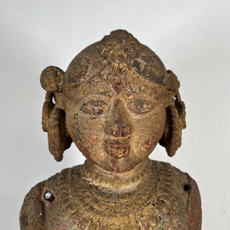 Antique Elaborate Hand Carved Indian Hindu Doll Sculpture in Wood For ...