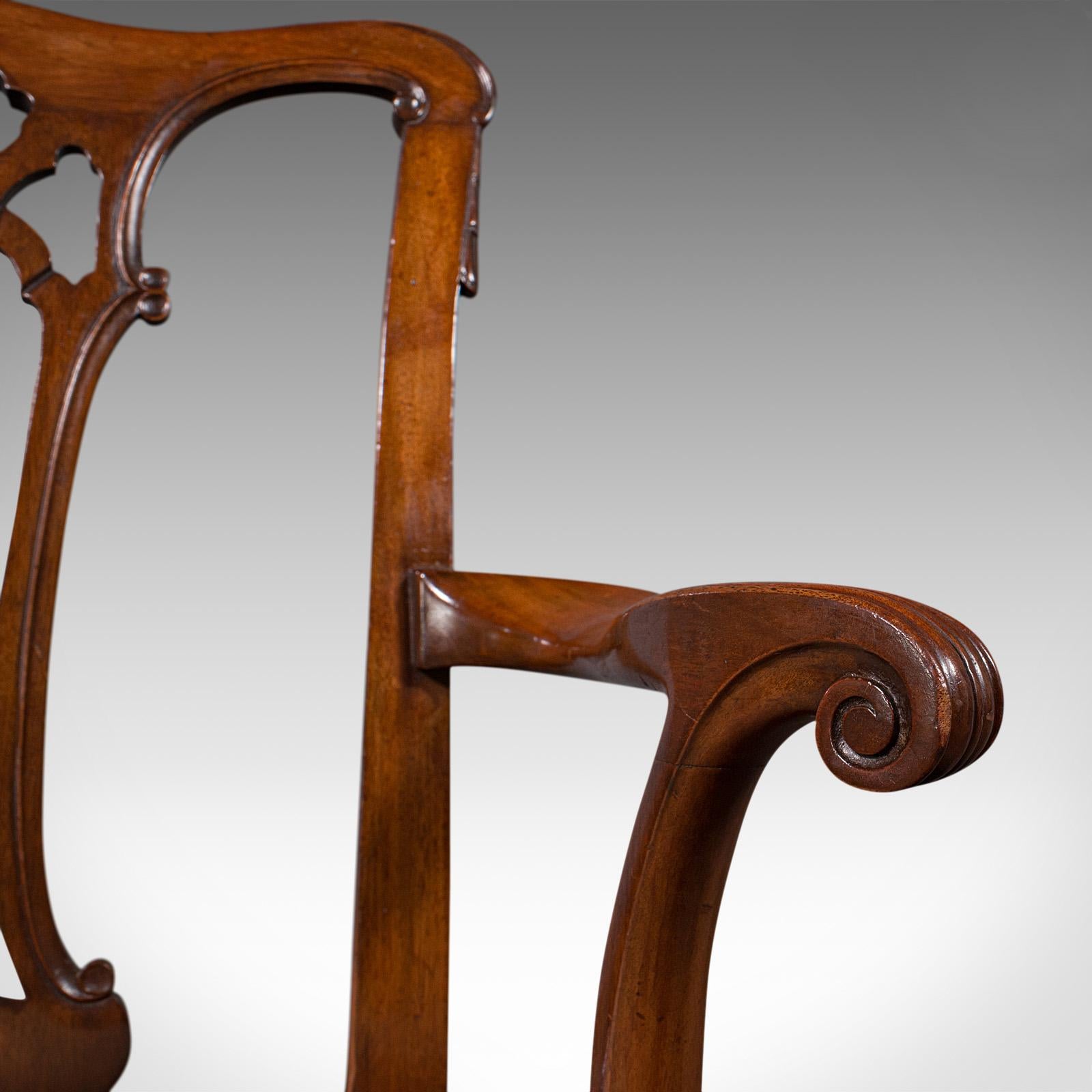 Antique Elbow Chair, English Walnut, After Chippendale, Georgian ...