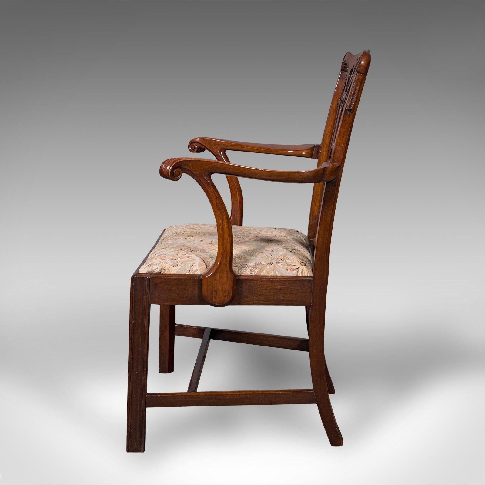 Antique Elbow Chair, English Walnut, After Chippendale, Georgian ...