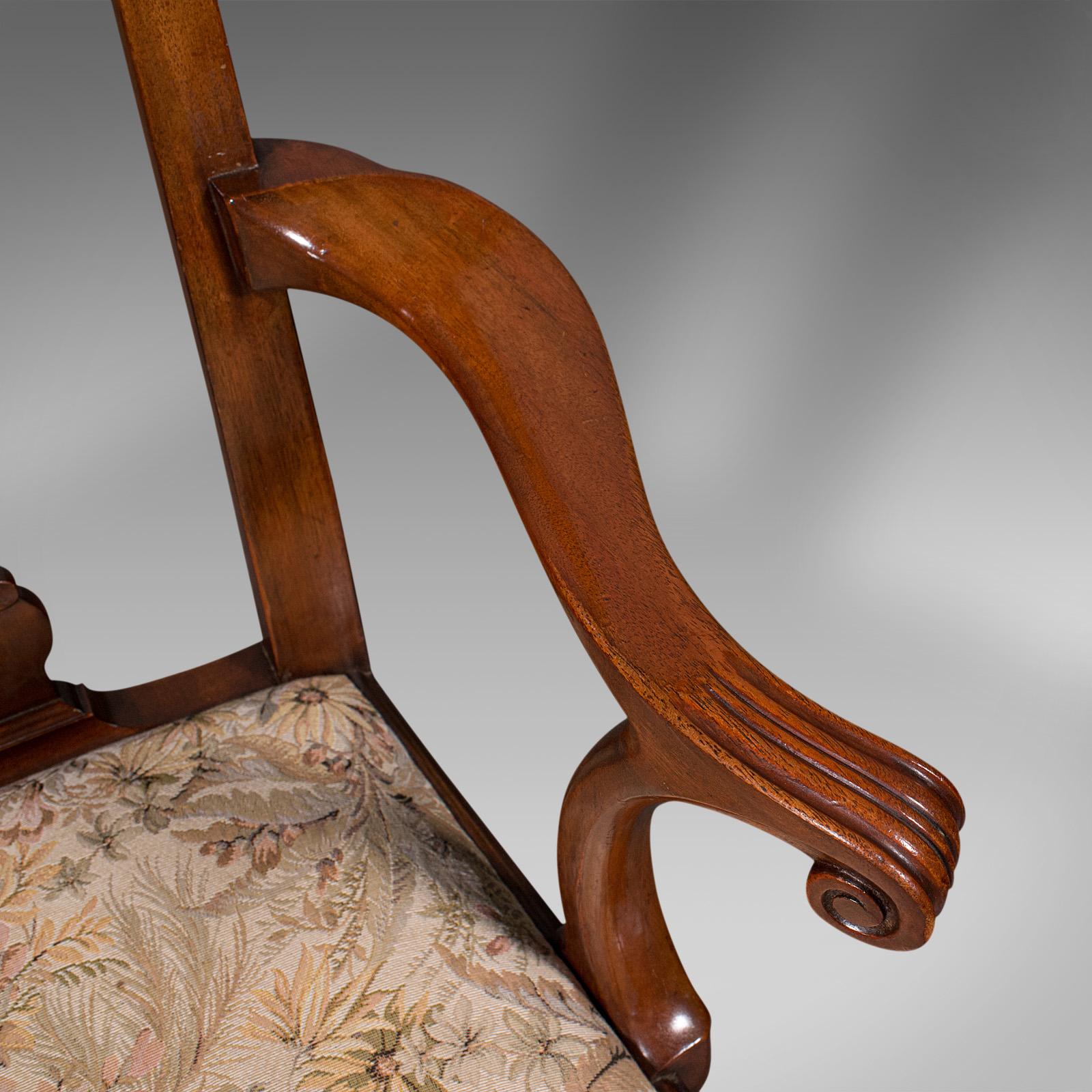 Antique Elbow Chair, English Walnut, After Chippendale, Georgian ...