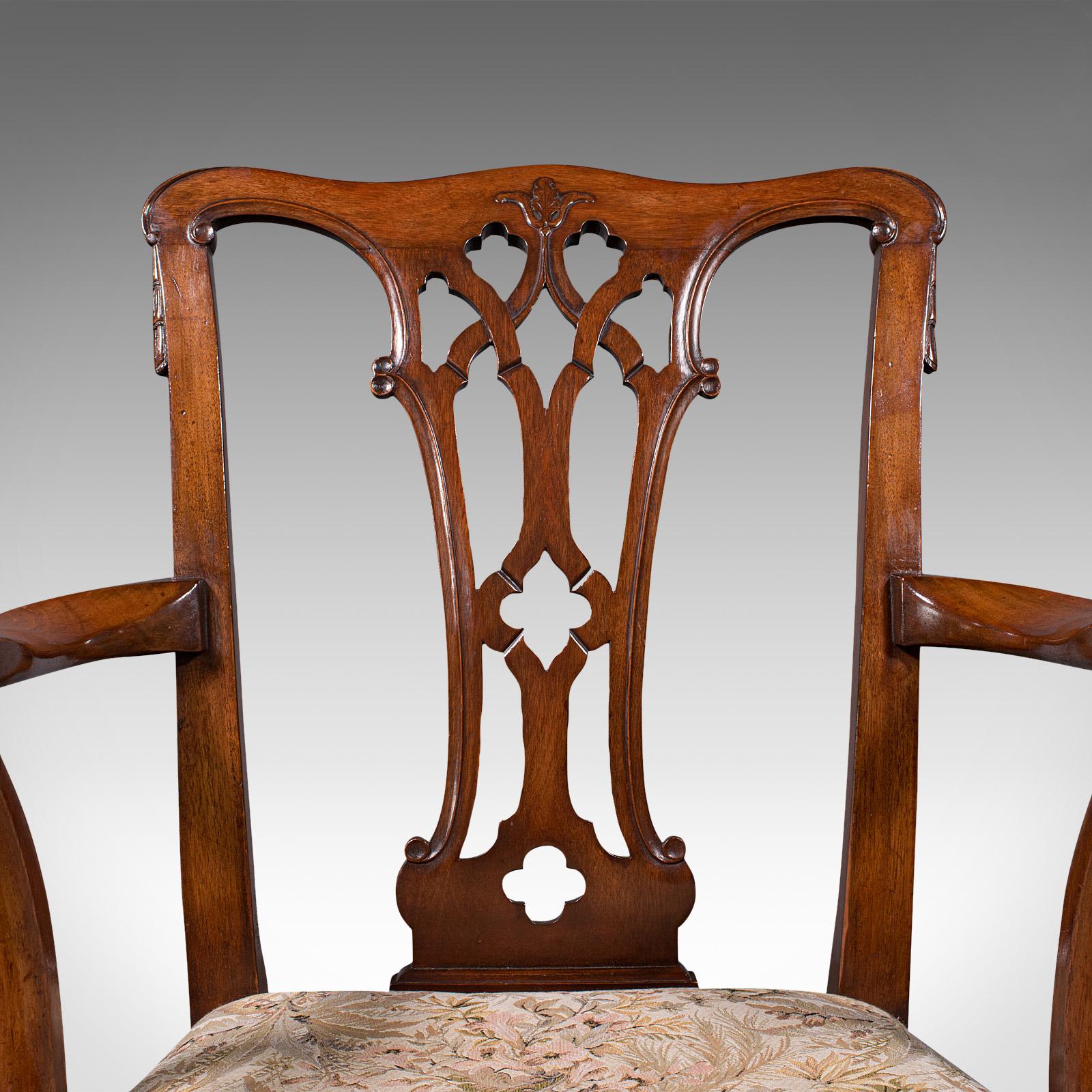 Antique Elbow Chair, English Walnut, After Chippendale, Georgian ...