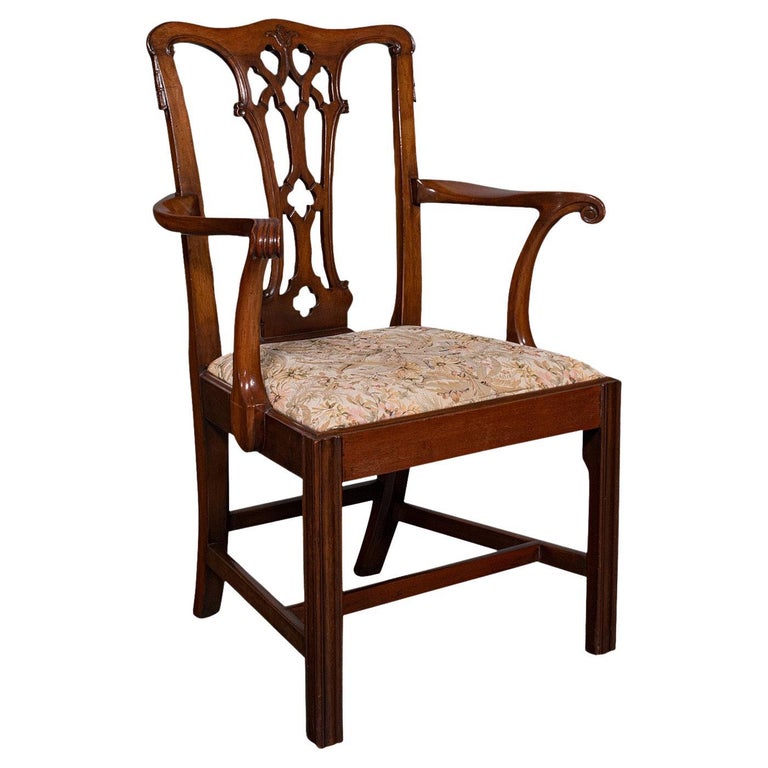 Antique Elbow Chair, English Walnut, After Chippendale, Georgian ...
