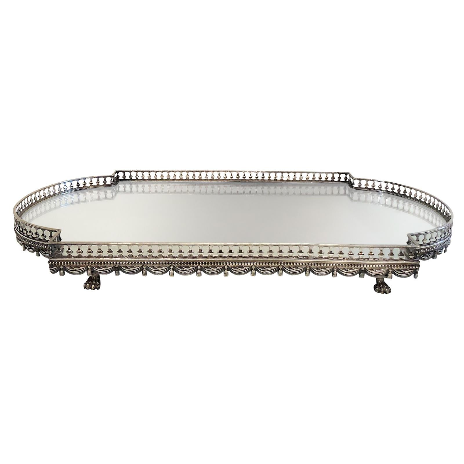 Large Antique English Silver Plated Mirror Plateau by Fenton Bros. Ltd ...