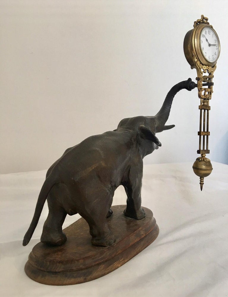 Antique Elephant Swinging Clock by Junghans For Sale at 1stDibs