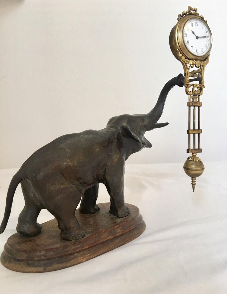 Antique Elephant Swinging Clock by Junghans For Sale at 1stDibs