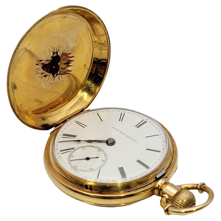Antique Elgin 18 Karat Yellow Gold Pocket Watch with Hunter Case Circa ...