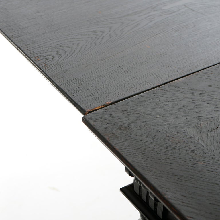 Antique Elizabethan Style Carved Oak Dining Table and Six Cane Seat ...