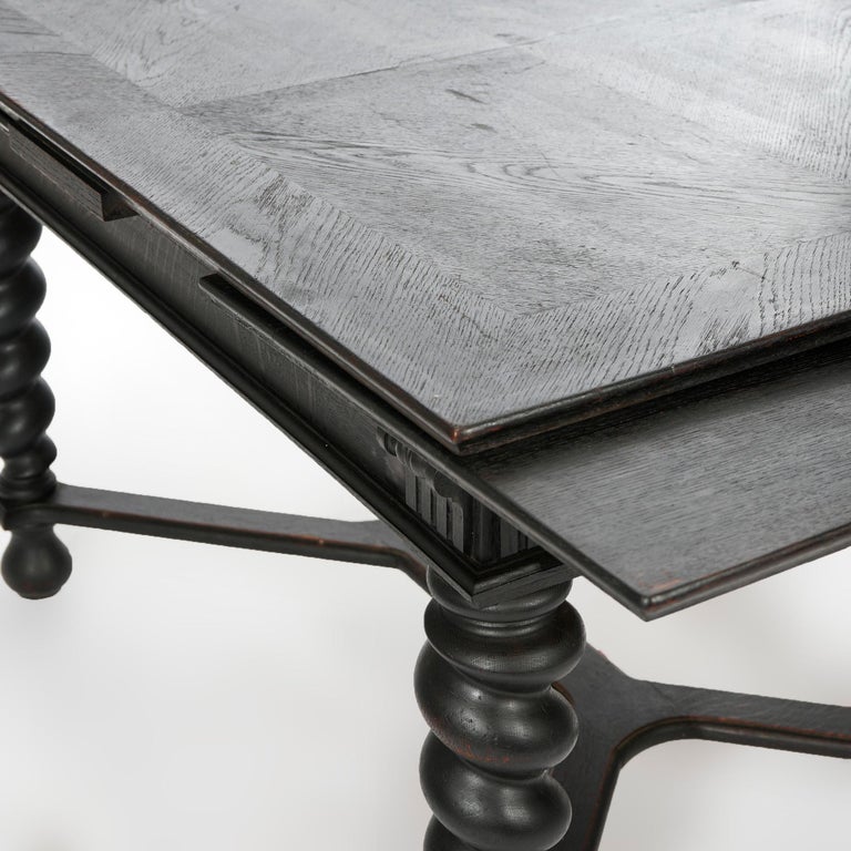 Antique Elizabethan Style Carved Oak Dining Table and Six Cane Seat ...