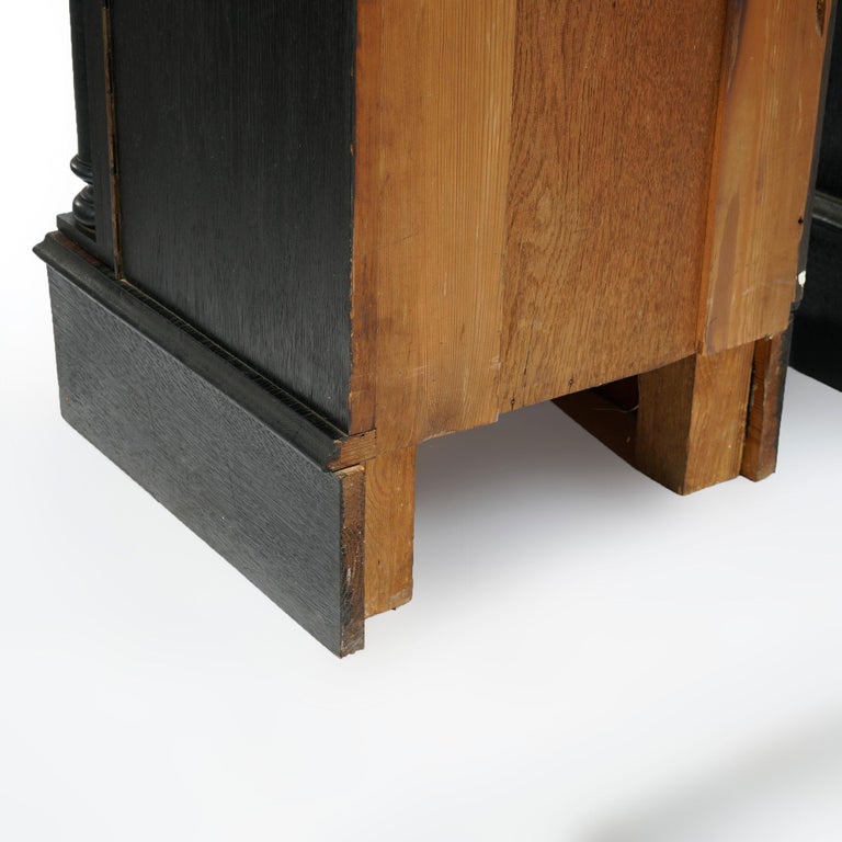 Antique Elizabethan Style English Oak Leaded Glass Tall Bookcase ...