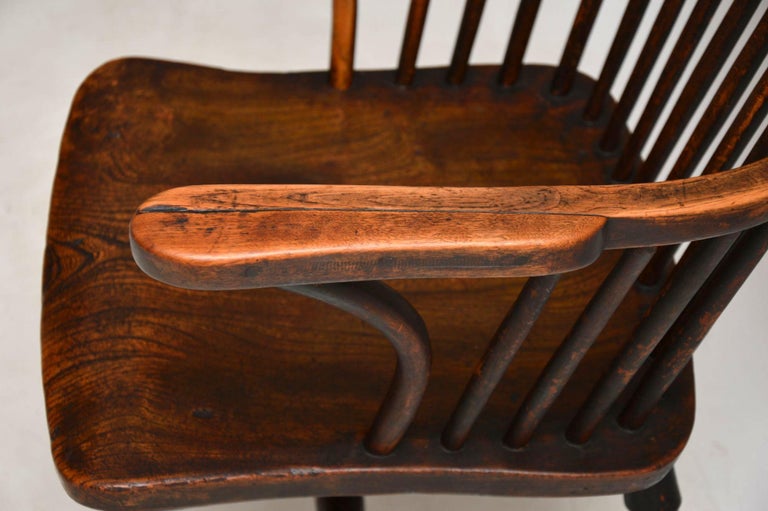 Antique Elm Spindle Back Windsor Chair at 1stDibs