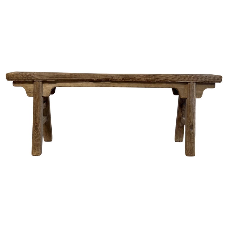 Antique Elm Wood Bench at 1stDibs