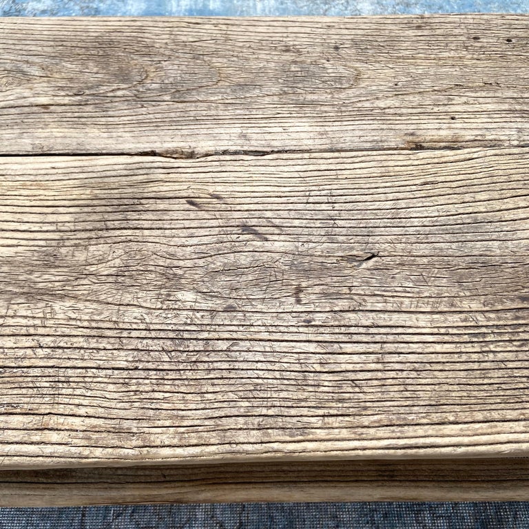 Antique Elm Wood Coffee Table Original Patina For Sale at 1stDibs