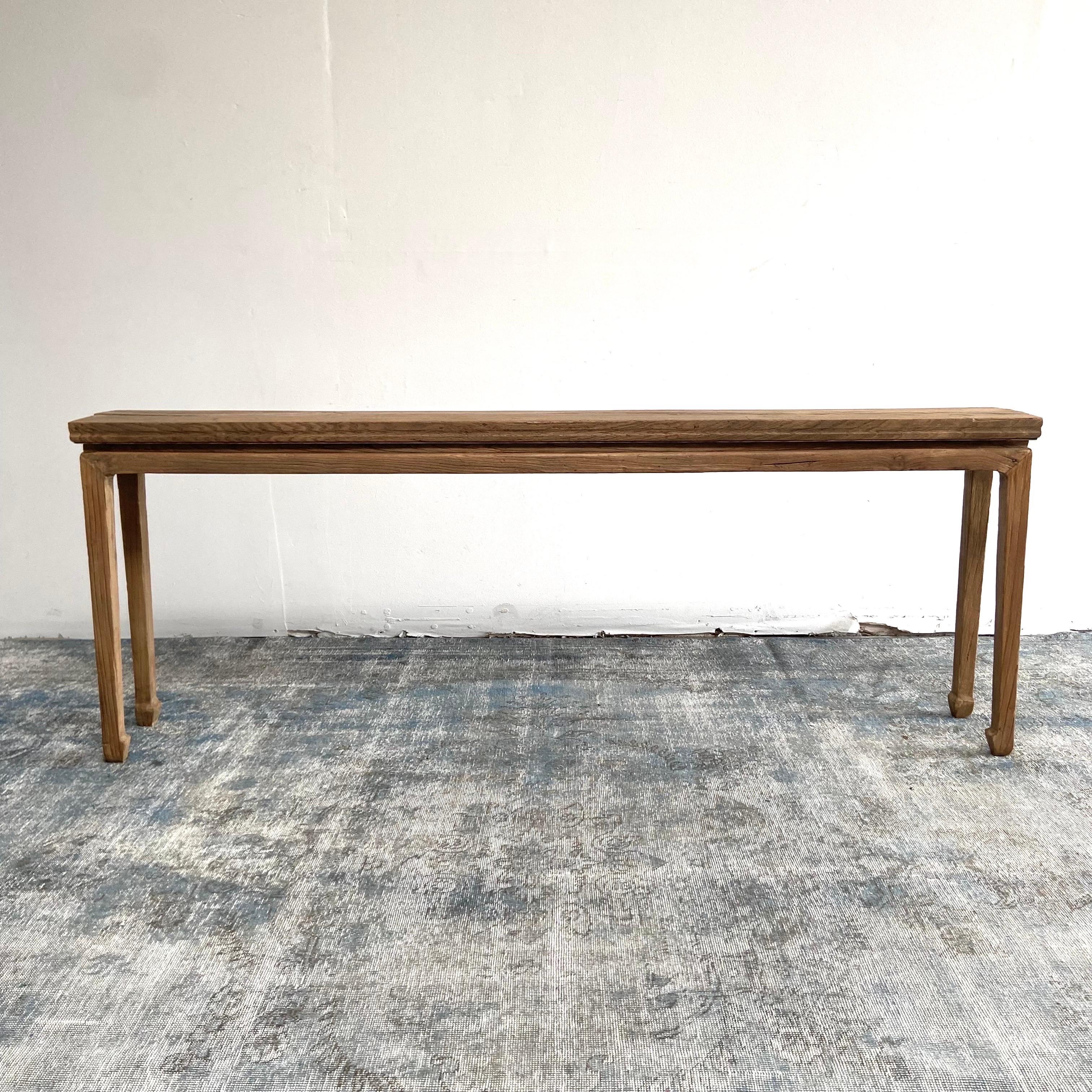 Antique Elm Wood Console Table at 1stDibs