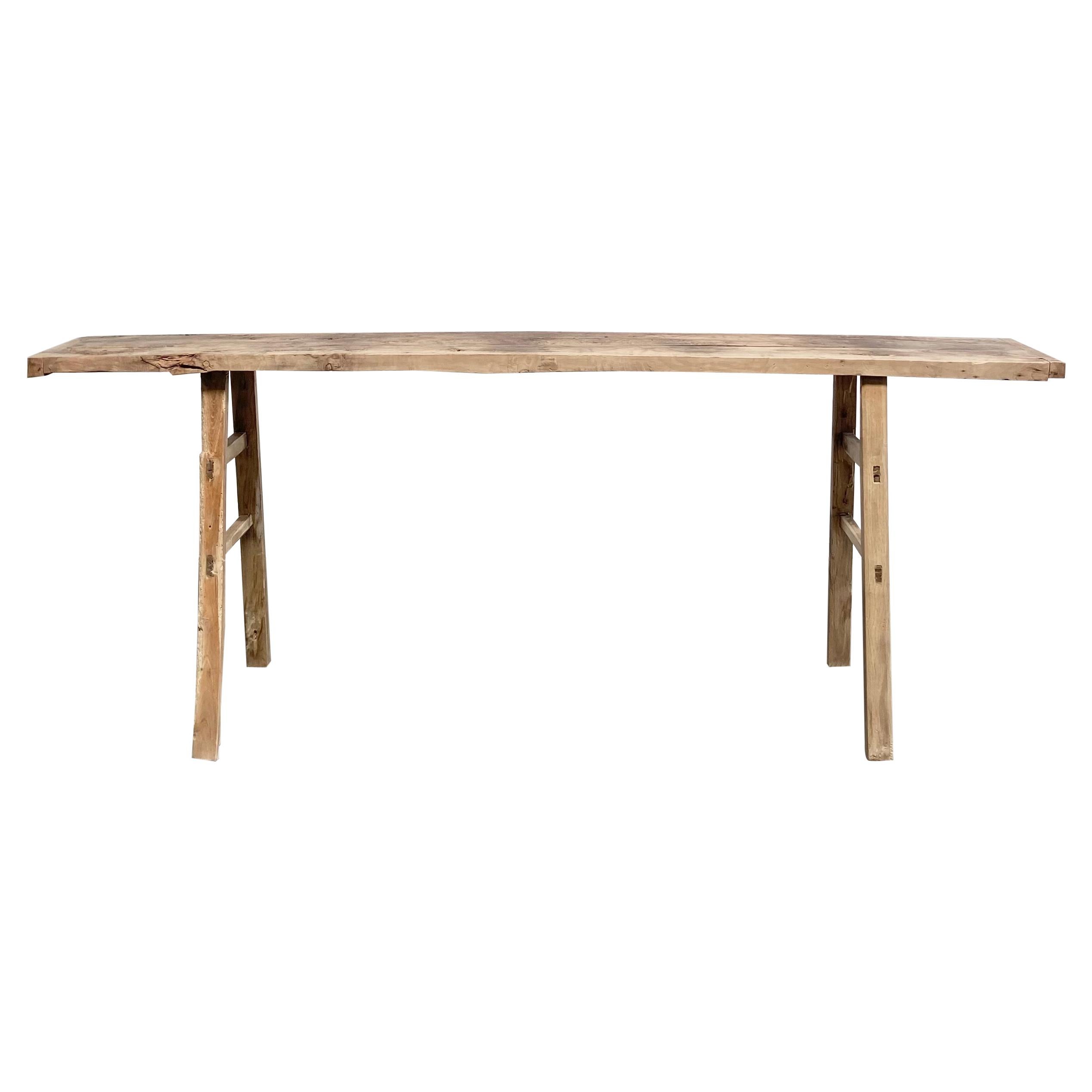 Antique Primitive Style Wood Console Table from Belgium at 1stDibs