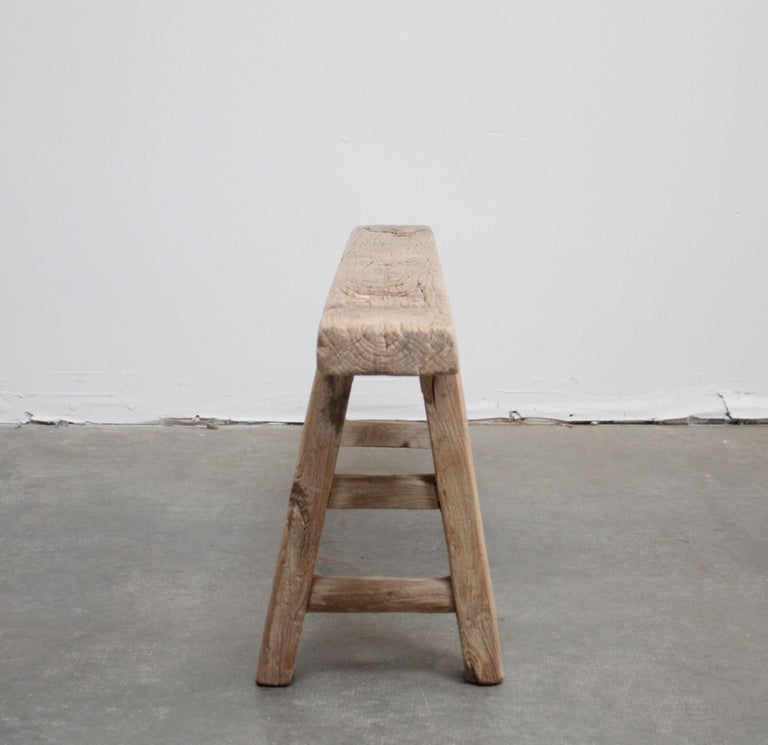 Antique Elm Wood Long Skinny Bench at 1stDibs