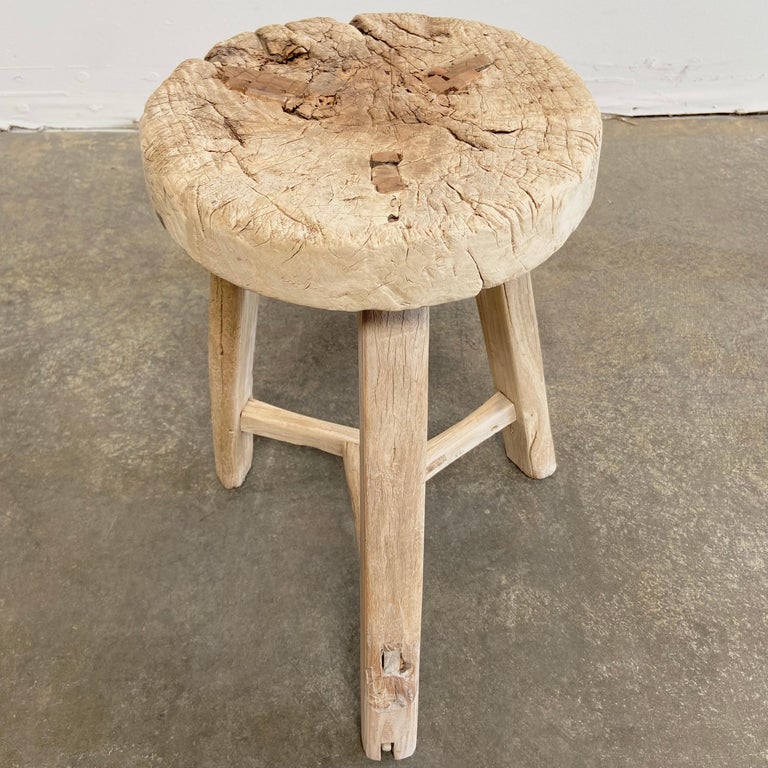 Antique Elm Wood Round Thick Top Stool at 1stDibs | thick stool, round ...