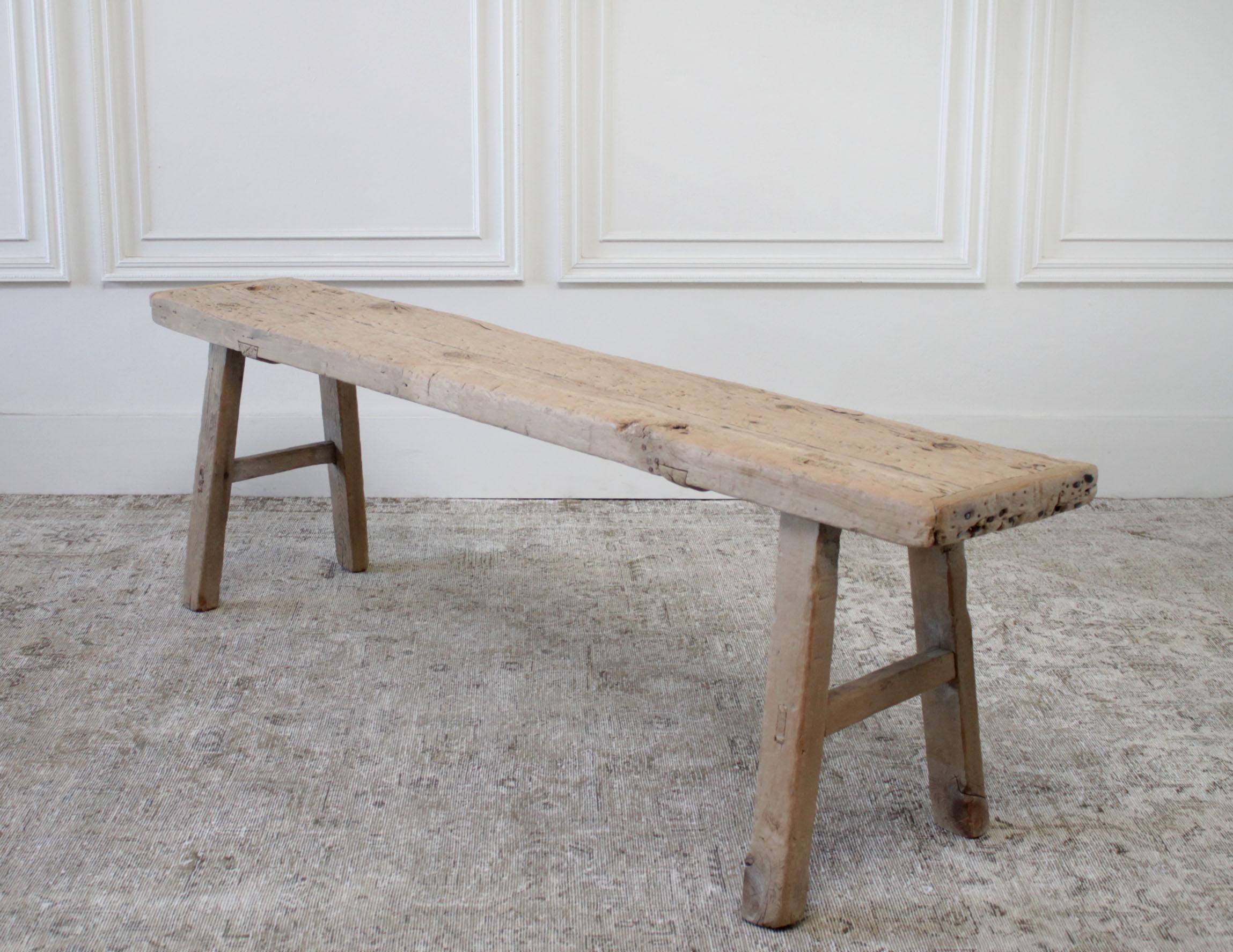 Antique Elm Wood Tall Bench at 1stDibs | tall wooden bench, tall wood ...