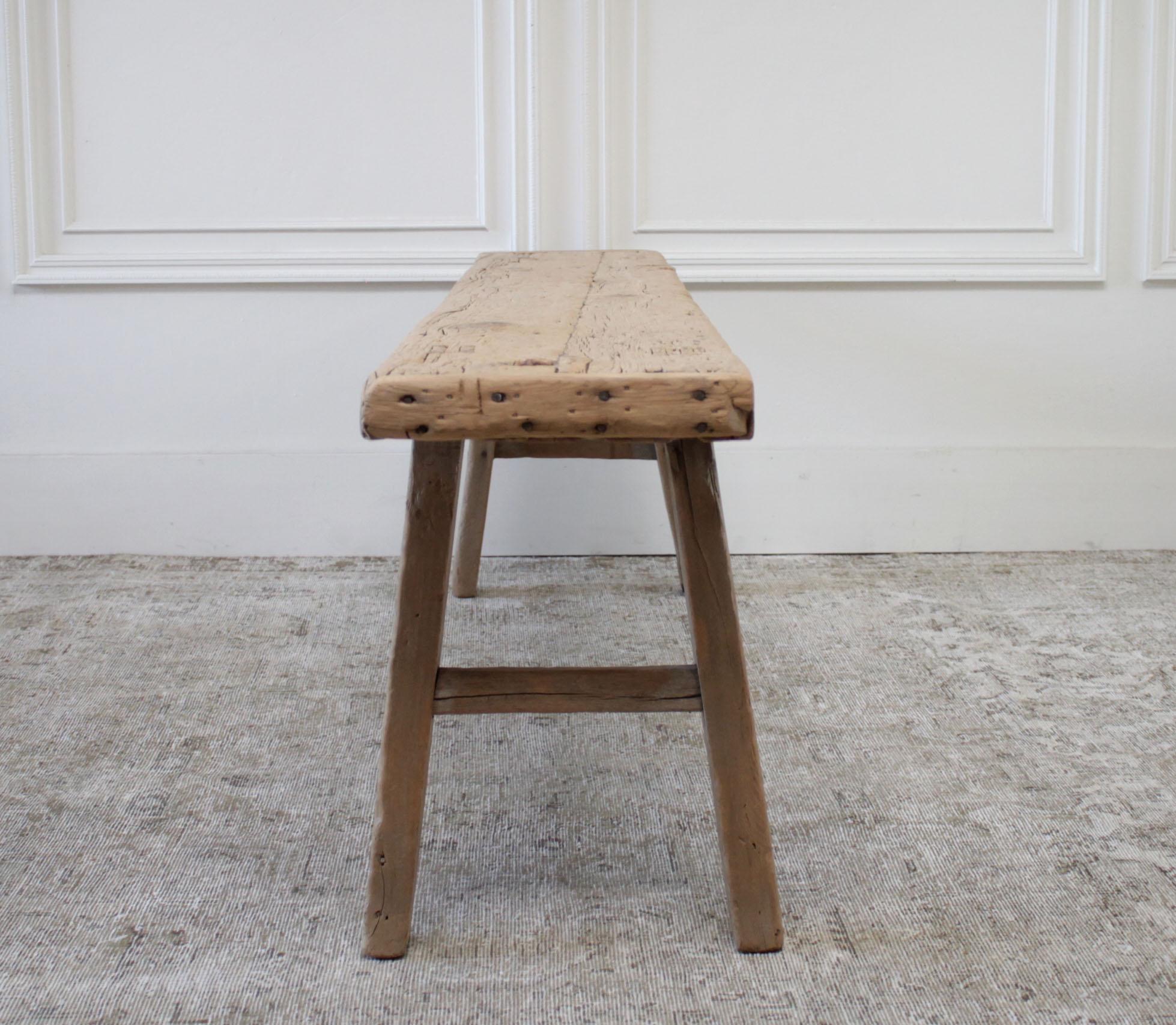 Antique Elm Wood Tall Bench at 1stDibs | tall wooden bench, tall wood ...