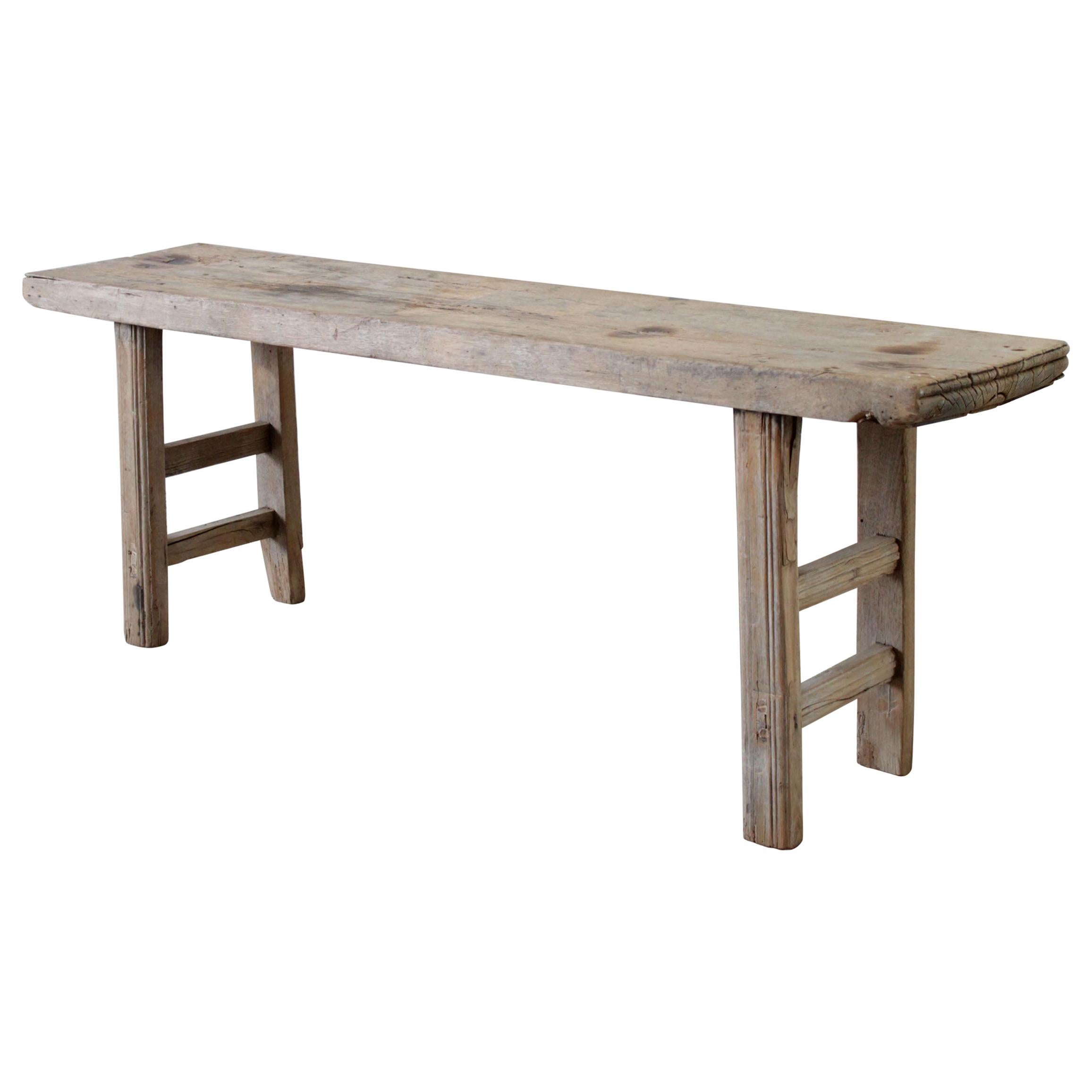 Antique Elm Wood Tall Bench or Low Table at 1stDibs
