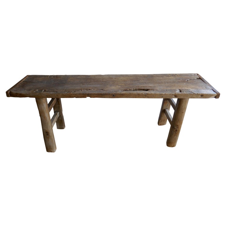Antique Elmwood Rustic Bench/Table For Sale at 1stDibs