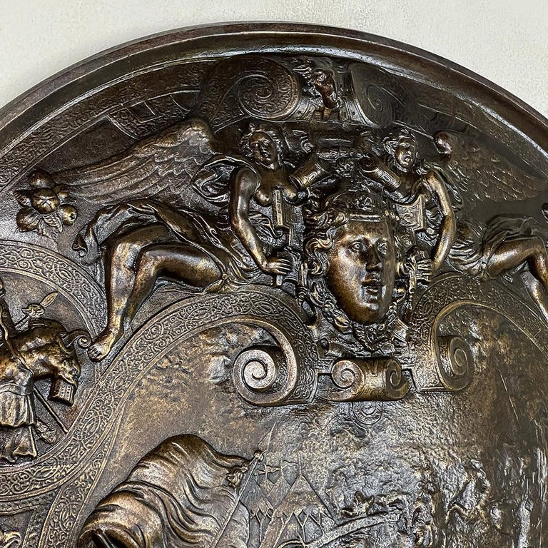 Antique Embossed Brass Decorative Wall Shield For Sale at 1stDibs