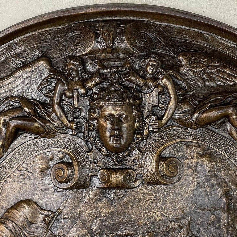 Antique Embossed Brass Decorative Wall Shield For Sale at 1stDibs