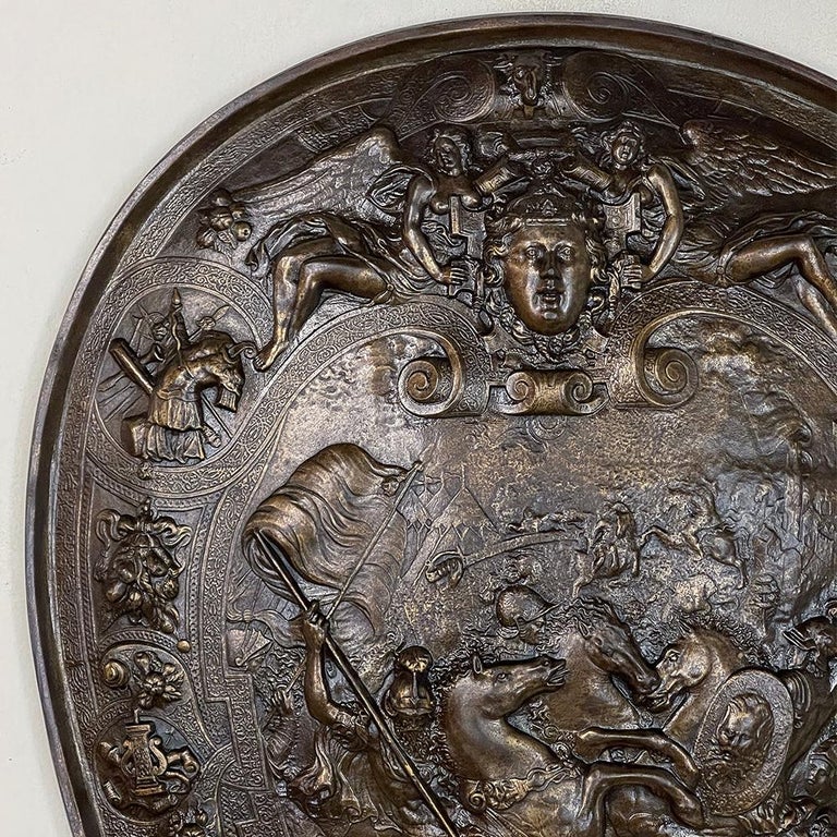 Antique Embossed Brass Decorative Wall Shield For Sale at 1stDibs