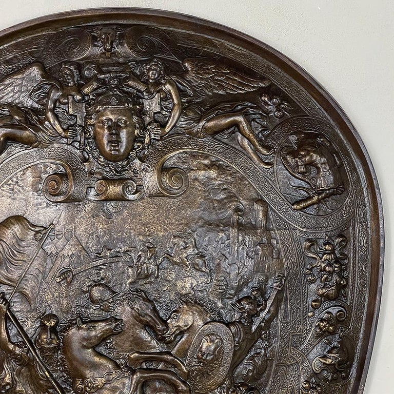 Antique Embossed Brass Decorative Wall Shield For Sale at 1stDibs