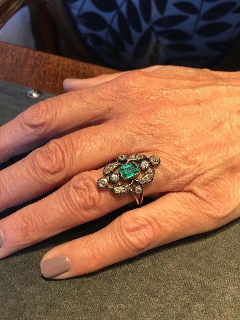 Antique Emerald and Diamond Ring at 1stDibs