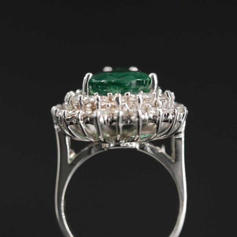 Customizable Antique Emerald Engagement Ring, Halo Vintage Emerald ...