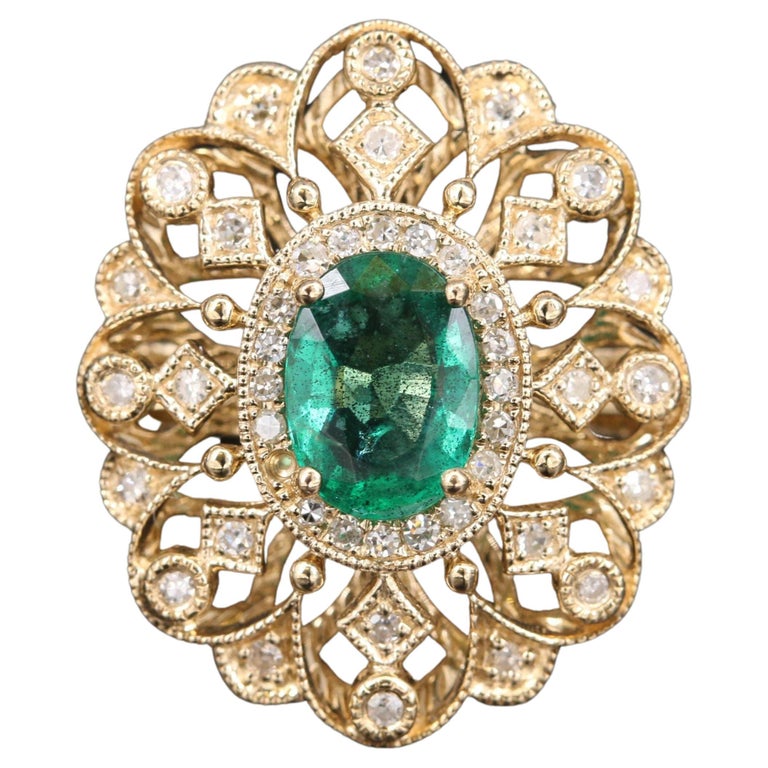 Antike Smaragd-Verlobungsringe für Damen, Smaragd-Cocktailring ...