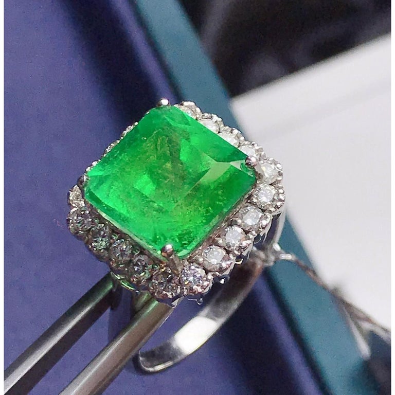 Customizable Antique Emerald Gold Ring, Natural Emerald Engagement Ring ...
