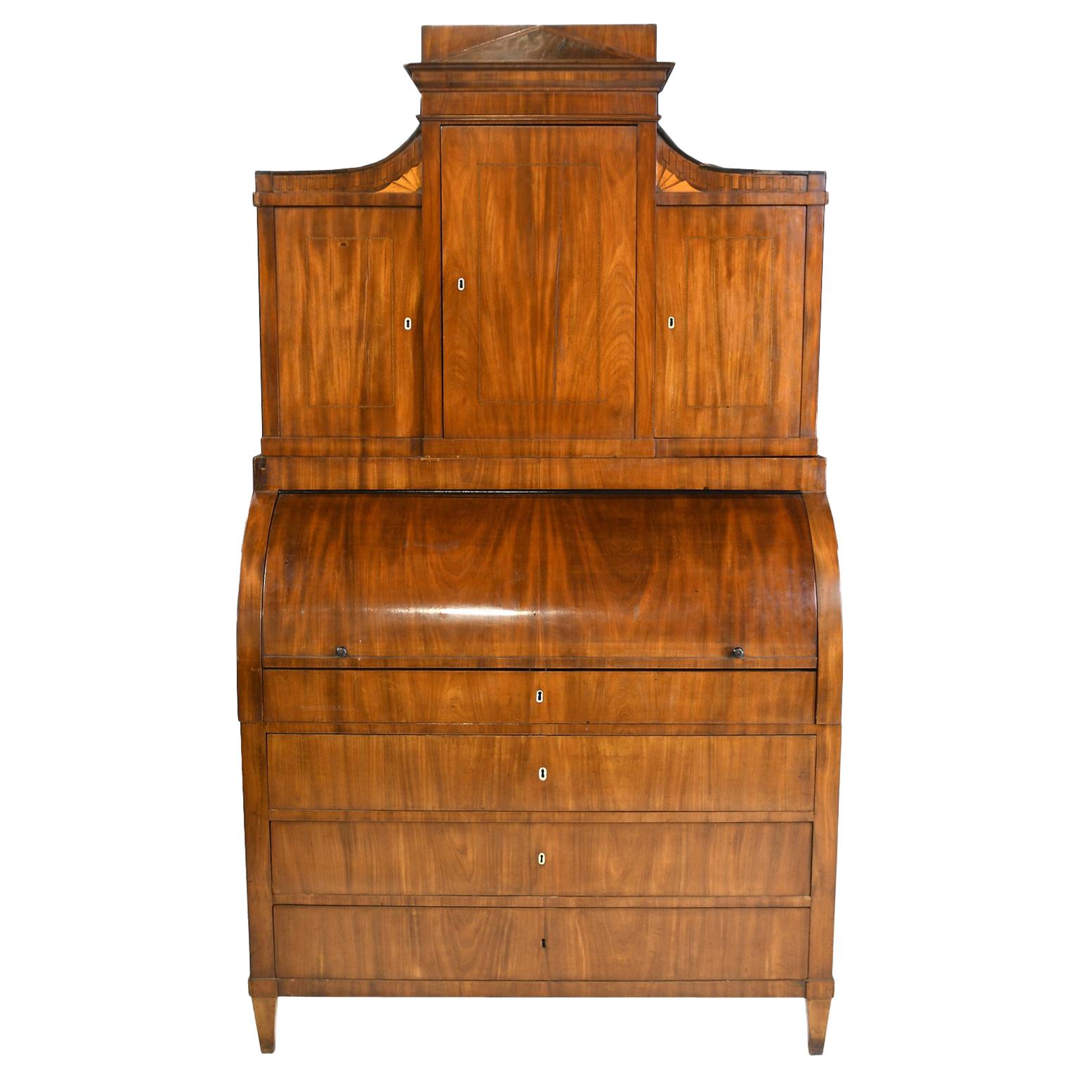 Antique Mahogany Empire Secretary with Extraordinary Inlay, circa 1810 ...