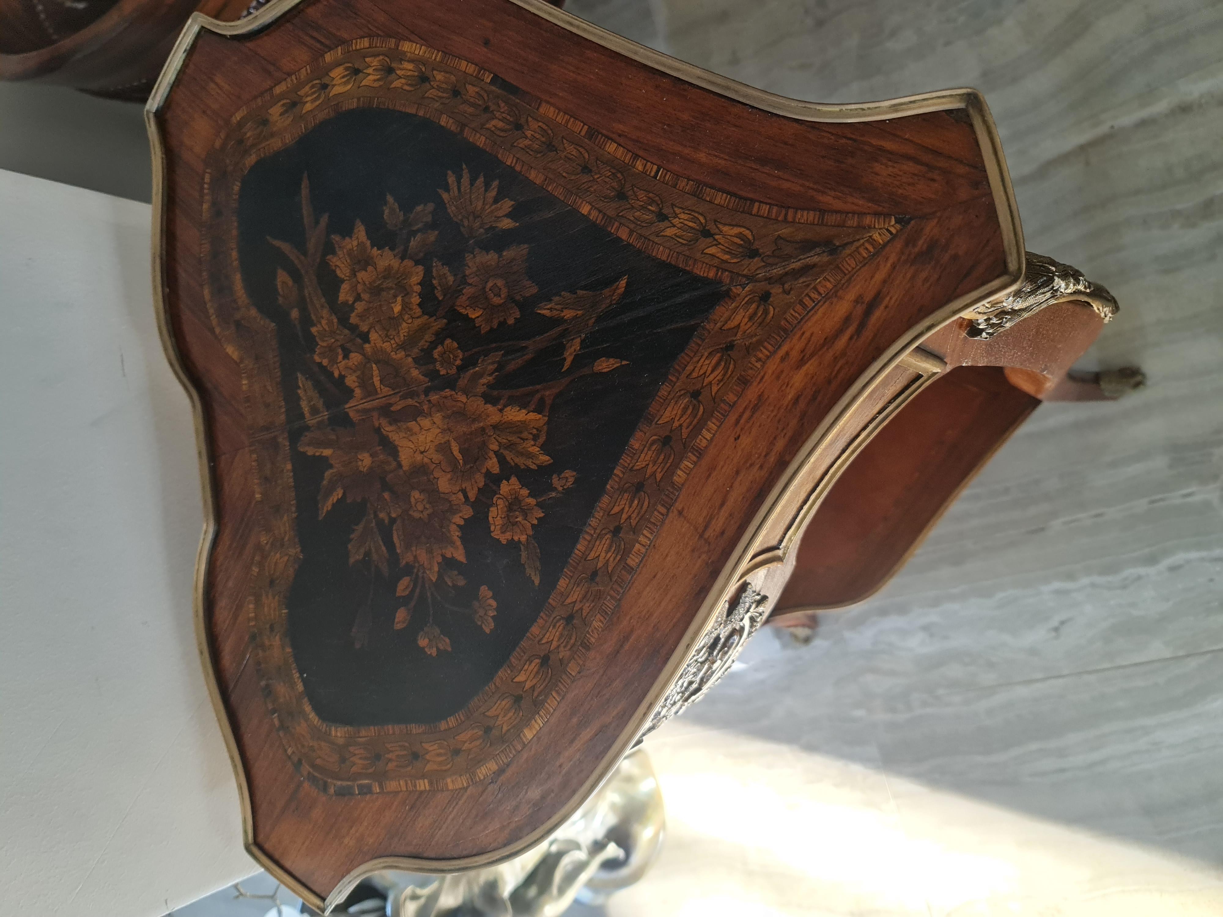 Antique empire console table, decorated with needle-painted marquetry ...