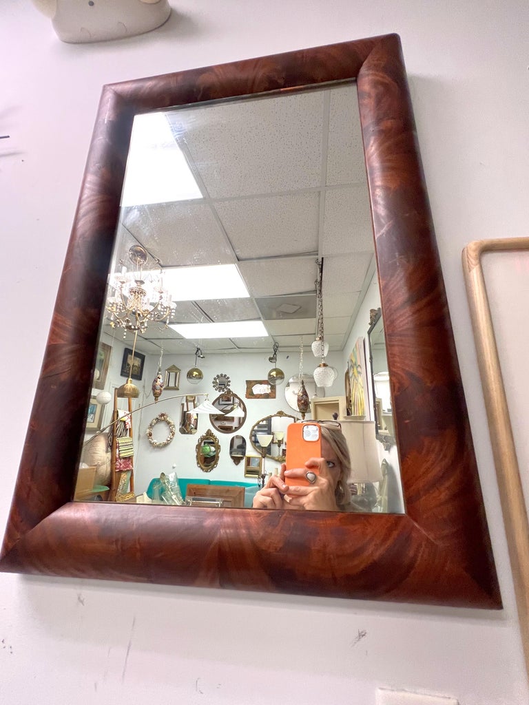 Antique Empire Flame Mahogany Mirror For Sale at 1stDibs